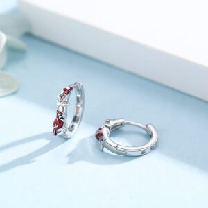 Cardinal Earrings 925 Sterling Silver Red Cardinal Hoop Earrings Cardinal Jewelry Gifts for Women