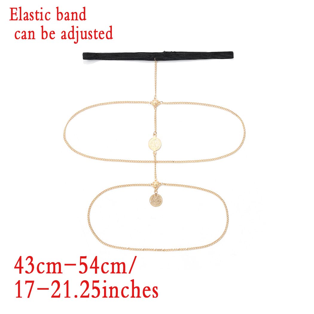 Boho Thigh Chain Sexy Gold Layered Leg Chains Evening Rave Metal Pendant Adjustable Body Accessories Jewelry for Women