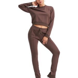 Asoran 2 Piece Tracksuit for Women, Jogging Outfits with Collar Zip, Women’s Long Sleeve Sweatshirts Lounge Pants with Zip