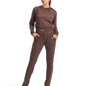 Asoran 2 Piece Tracksuit for Women, Jogging Outfits with Collar Zip, Women’s Long Sleeve Sweatshirts Lounge Pants with Zip