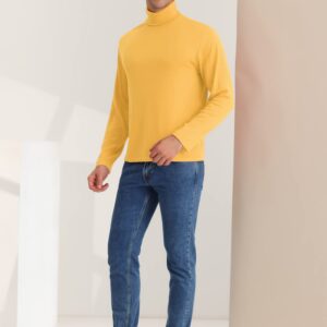 Lars Amadeus Men's Yellow Turtleneck Shirts Slim Fit Lightweight T Shirts Mock Basic Pullovers Medium