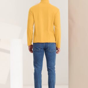 Lars Amadeus Men's Yellow Turtleneck Shirts Slim Fit Lightweight T Shirts Mock Basic Pullovers Medium