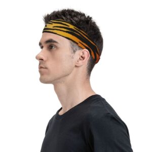 amrandom men women sweatband animal print tiger black gold sports friendly stretchy athletic sweatbands for running, cross training, yoga, bike