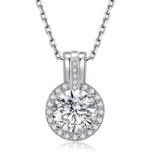 coodilor necklace for women 925 sterling silver pendant necklace 18k white gold necklace 1.2ct moissanite three wearing styles cubic zirconia necklace led light gift box