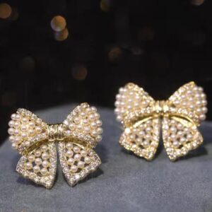 Bow Earrings Dainty Bling Pretty Stud Earrings for Women