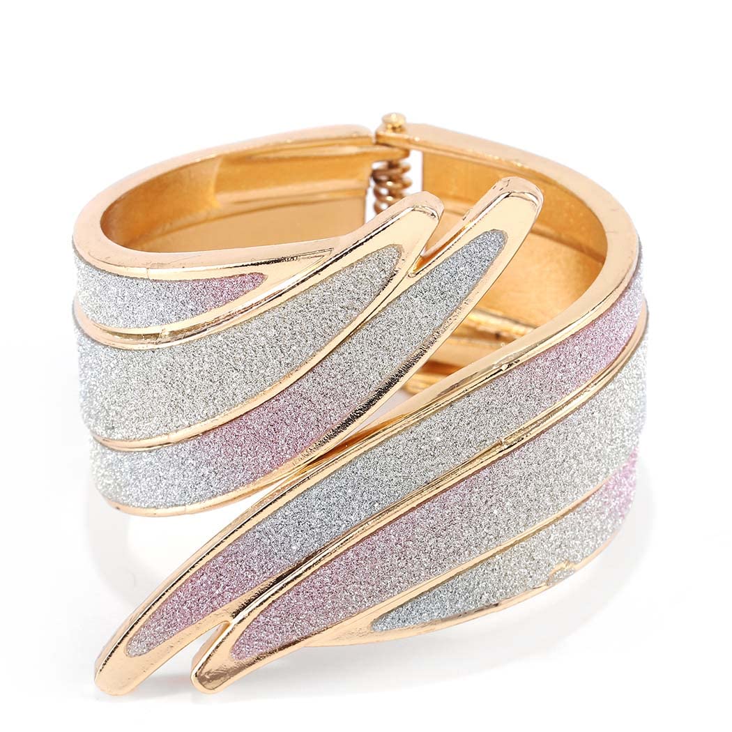 ELABEST Stylish Alloy Bracelet Colorful Cuff Bracelets Stretch Bracelets Wing Bracelets Sparkly Hand Chain Wedding Parties Jewelry Accessories for Women (Colorful)