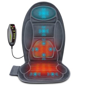 mynt vibration massage seat cushion memory foam support chair pad, back massager with 8 vibrating motors & soothing heat,electric seat massager for home office use(gray)