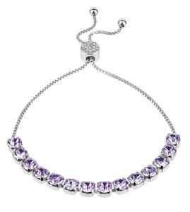 inspired voices easy slider adjustable bracelets - lariat tennis bracelets for women, rhinestone bracelets for women - blue bracelet, pink bracelet, purple bracelet & more (june - lavender)