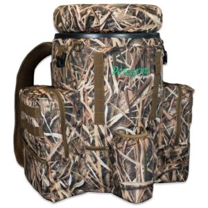 peregrine field gear insulated organized venture bucket & backpack seat for fishing/hunting with shadow grass blades camouflage - 6 gallon