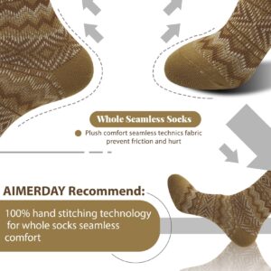 Aimerday Crew Socks for Women Ankle High Thick Knit Soft Cotton Womens Everyday Casual Socks Comfort Toe Gifts for Women