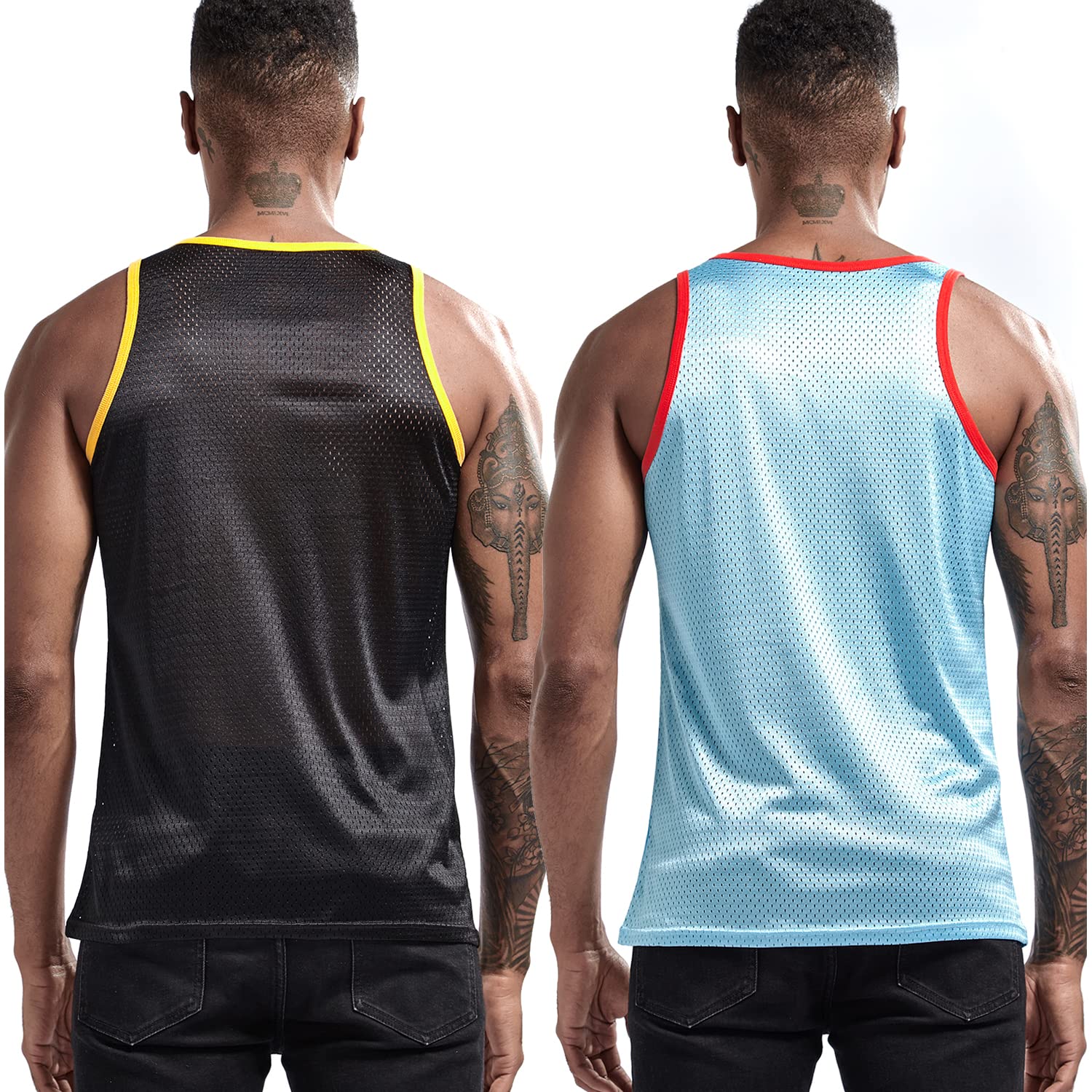 AIMPACT Men Athletic Workout Tank Tops Mesh Quick Dry Fitness Running Gym Muscle Sleeveless Shirts BlackBlue L