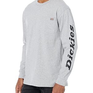 Dickies Men's Big & Tall Long Sleeve Wordmark Graphic T-Shirt, Heather Gray, 3X