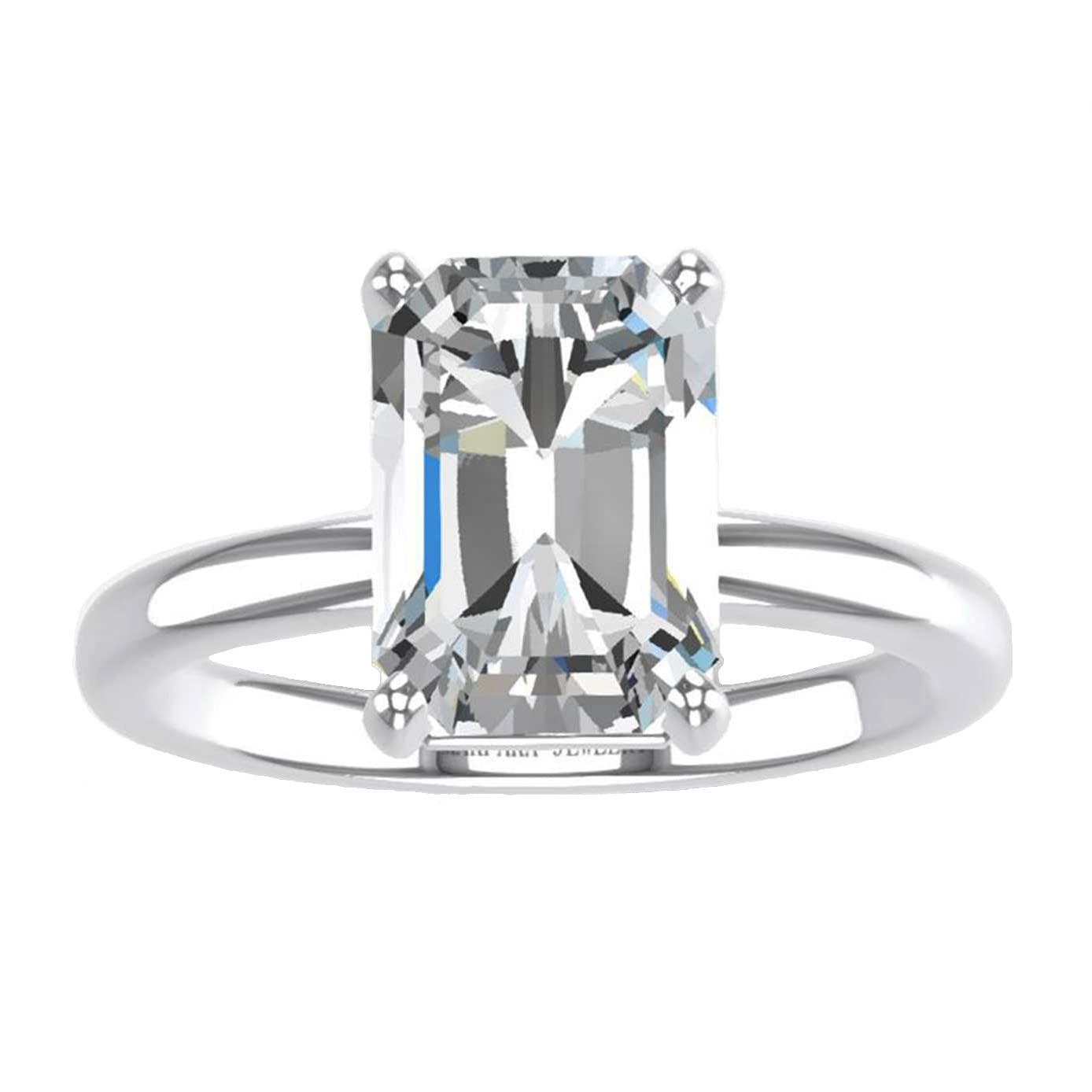 3.0 Carat Moissanite Engagement Ring, Emerald Cut DF Color VVS Clarity Moissanite in Square Wedding Rings, Sterling Silver Rings for Women with 18K White Gold Plated (9)