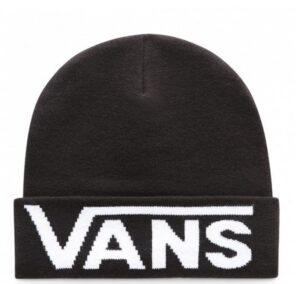 vans drop v tall cuff hat black/white, one size