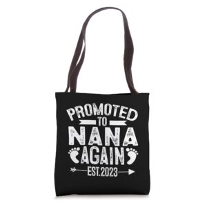 promoted to nana again est 2023 grandma mothers day new baby tote bag