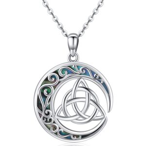 odinstone celtic moon necklace 925 sterling silver good luck irish jewelry celtic abalone shell pendant necklace witch jewelry charm