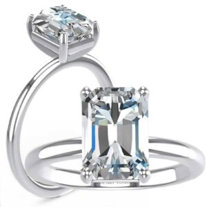 3.0 carat moissanite engagement ring, emerald cut df color vvs clarity moissanite in square wedding rings, sterling silver rings for women with 18k white gold plated (6)