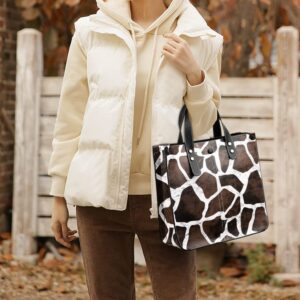 Leopard Print Tote Bag Women Animal Print PU Leather Handbags Ladies Shoulder Bags Totes Purse Clutch Wallet Satchel Style Handbags 2 PCS Set-Deer pattern