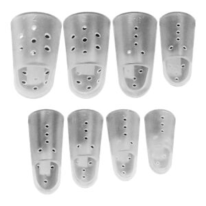 stax finger splint kits - hand injury support splints, for mallet finger and nail bed fingertip injuries, durable abs plastic splinting, 8 assorted size options, clear, by braceon