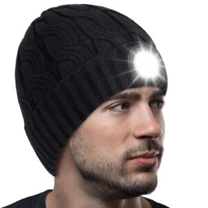 led beanie hat with headlamp, handsfree flashlight for camping hiking fishing, stocking stuffers christmas birthday gifts for men women teens dad grandpa husband brother boyfriend him