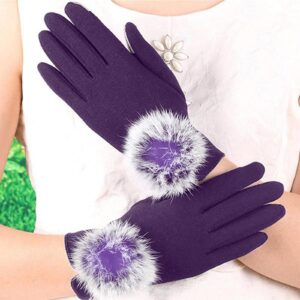 Warm Gloves for Cold Weather Full Finger Texting Gloves Winter Thermal Fleece Lined Mittens for Women (Purple, One Size)