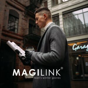 MAGILINK Genuine Sheepskin Leather Gloves for Men, Winter Warm Touchscreen Gloves Thinsulate Lined, Driving Motorcycle Gloves(Black-L)