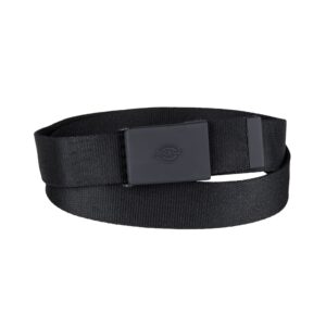 dickies women's tonal plaque buckle fabric belt, black, medium