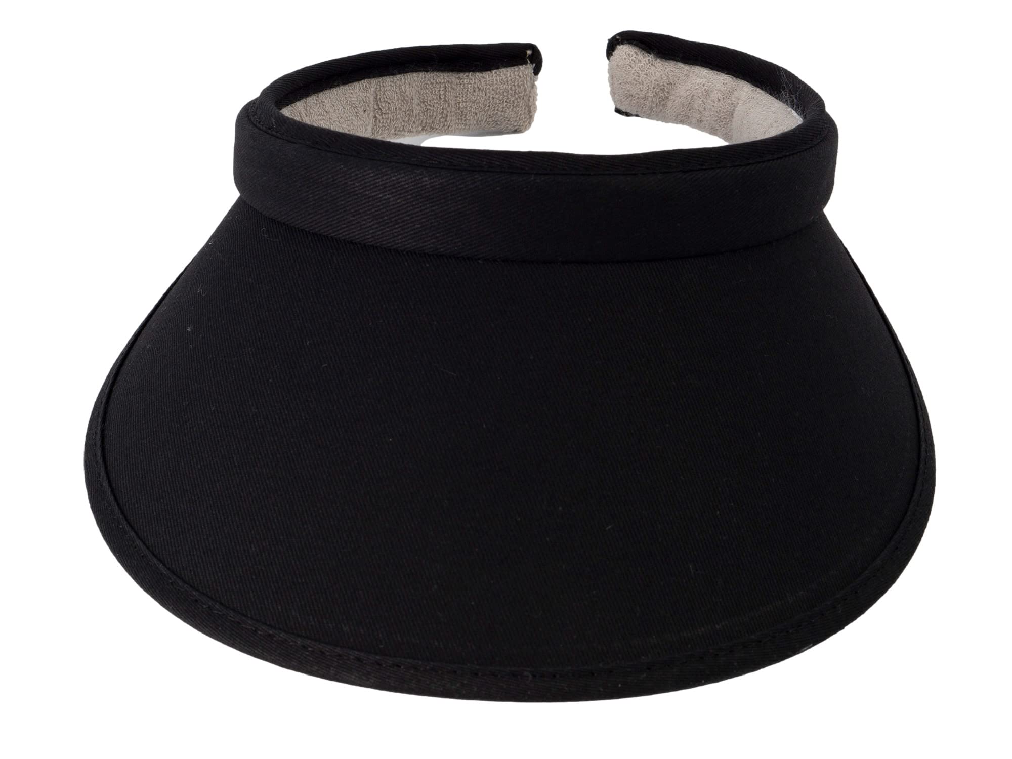 TopHeadwear Sports Cotton Twill Clip-On Tennis Golf Sun Visor 3.5 Inch Wide Brim, 2 Pack Black