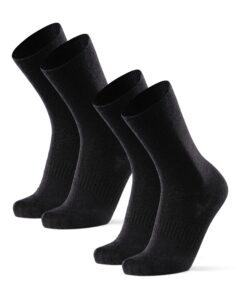 danish endurance merino wool hiking liner socks, thermal, anti-blister for men and women 2- pack, black, medium