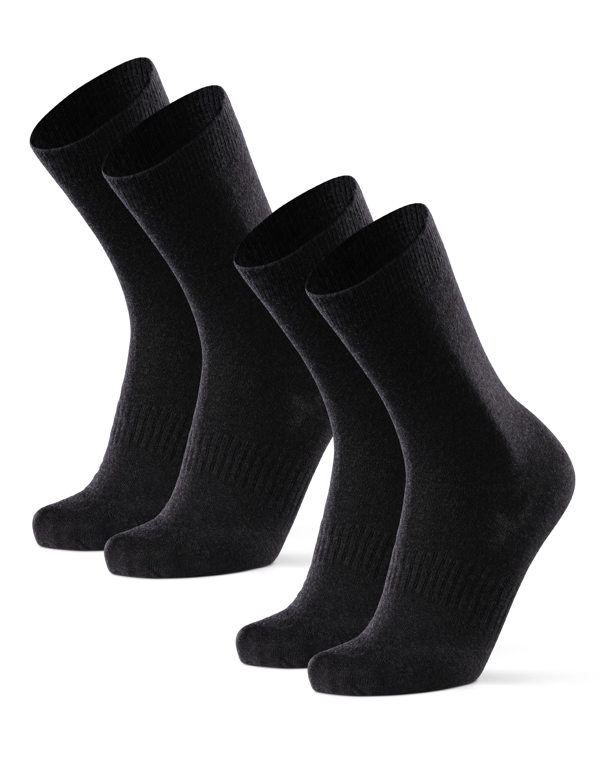 DANISH ENDURANCE Merino Wool Hiking Liner Socks, Thermal, Anti-Blister for Men and Women 2- Pack, Black, Medium