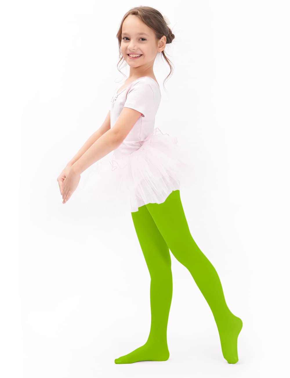 PUPIU Toddler Tights Ballet Tights for Girls Pantyhose School Uniform Dance Tights Light Green M