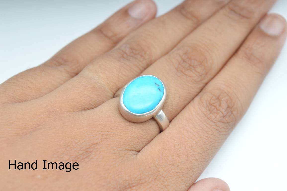 Jewelryonclick Bezel Setting Bold Ring sterling silver Natural Blue Topaz Oval shape Blue color Wedding Engagement Ring Daily Wear, Party Wear Jewelry Bezel Setting in Size 5