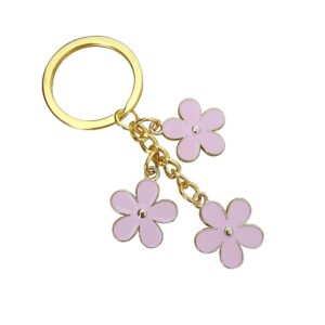 meimimix flowers charms enameled keychain chain tassel keyring for women girls purse bag accessories jewellery (pink)