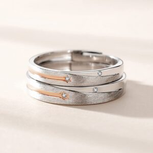 Vxddy Promise Couples Rings Wishing Meteor Sterling Silver Matching Couple Ring Engagement Marry Wedding Band