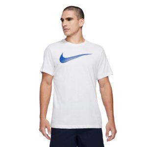 nike dri-fit men’s swoosh training t-shirt (medium) white/blue