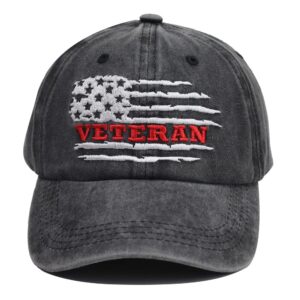 manmesh hatt distressed veteran army hat for men and women, usa patriotic military hat, adjustable washed embroidered american flag baseball cap