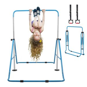 umikool direct expandable gymnastics bars with ring, adjustable height gymnastic horizontal bars, gym junior training bar children folding training monkey bars for kids