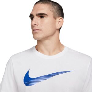 Nike Dri-FIT Men’s Swoosh Training T-Shirt (Medium) White/Blue