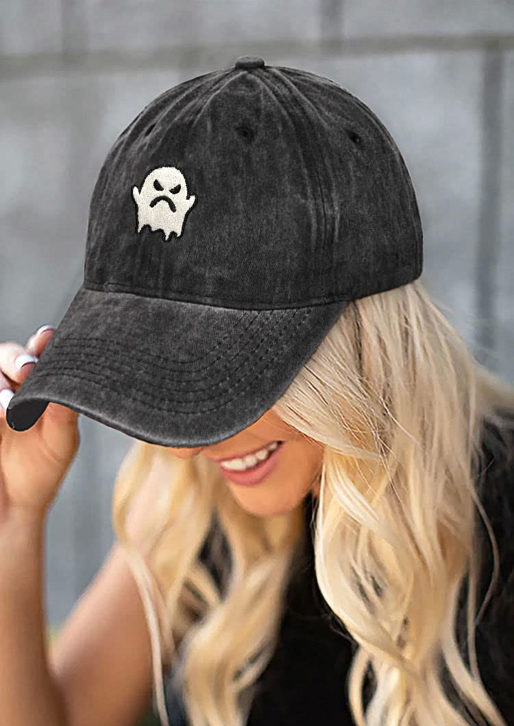 Heucapc Embroidered Halloween Baseball Cap Vintage Ghost Denim Hat Adjustable Embroidery Pumpkin Dad Hats for Men Women