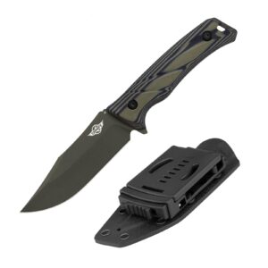 oknife fortitude full tang knife with kydex sheath, 4.72" clip point blade knife with d2 steel cerakote coating blade and g10 handle