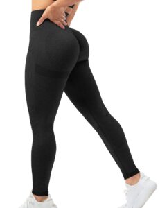 qoq women high waist workout leggings seamless butt lift scrunch booty yoga pants vital tummy control compression tights black xxl