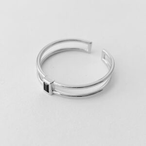 Honeycat Genevieve Double Stack Black Crystal Ring in Gold, Rose Gold, or Silver | Minimalist, Delicate Jewelry (S, ML)