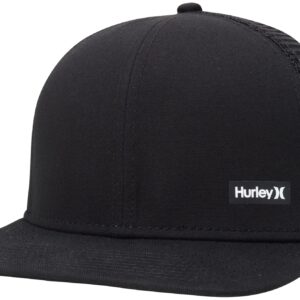 Hurley Men's Caps - Flat Brim Snap Back Baseball Cap Supply Trucker Hats for Men, Size One Size, Black