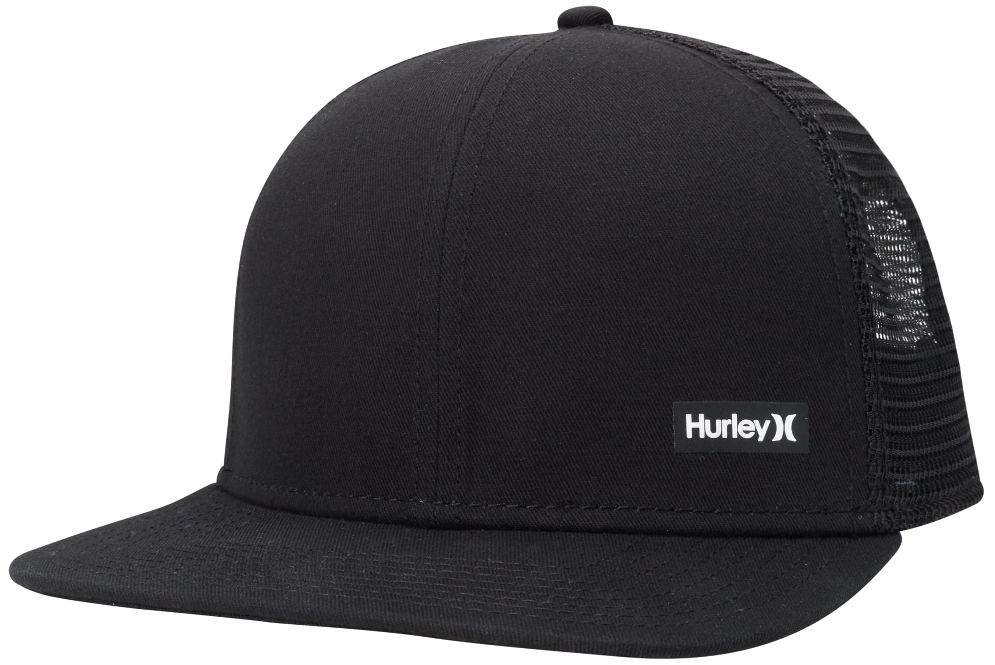 Hurley Men's Caps - Flat Brim Snap Back Baseball Cap Supply Trucker Hats for Men, Size One Size, Black