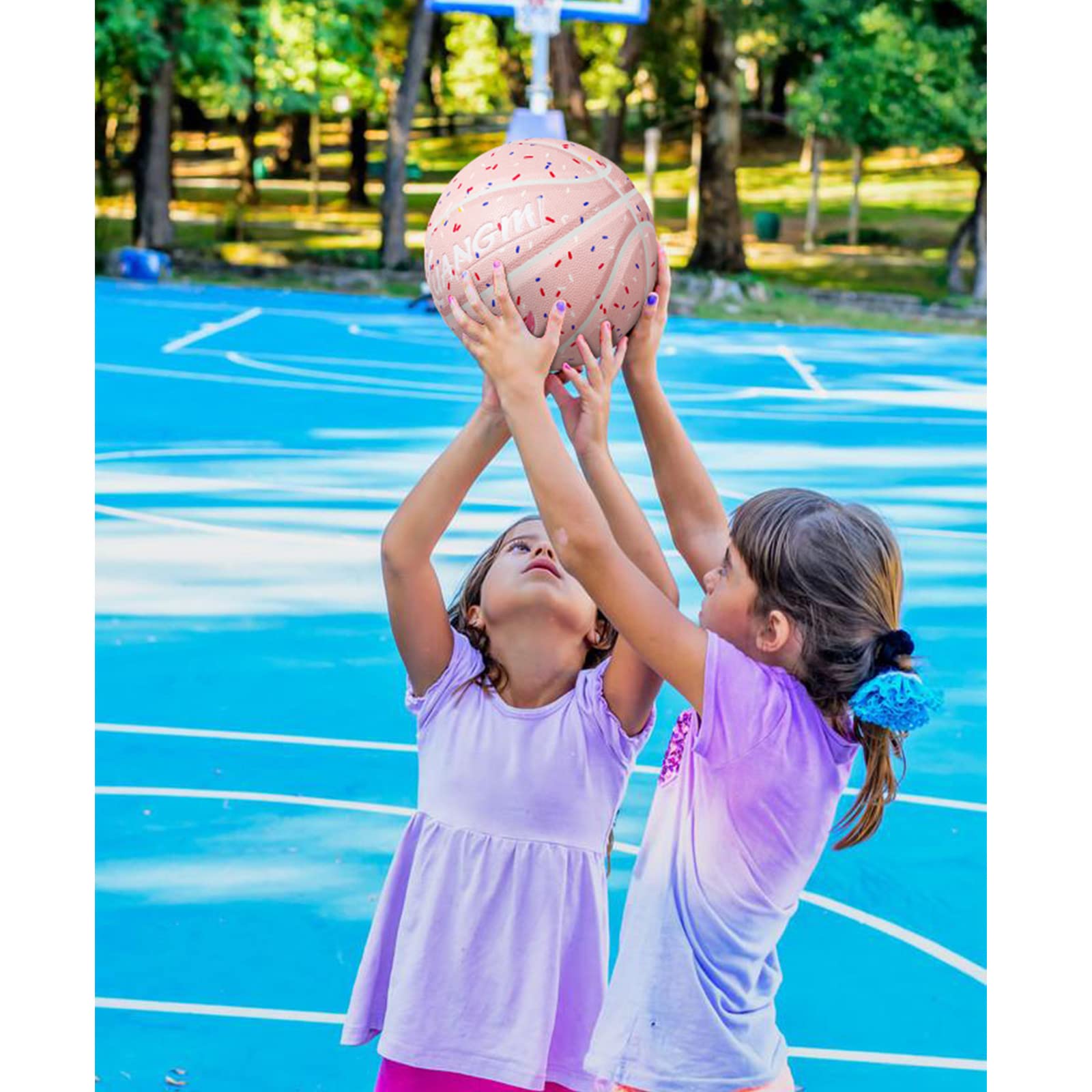 Kuangmi Macaron Kids Basketball Size 5 for Junior Children Boys Girls Indoor & Outdoor,Pink