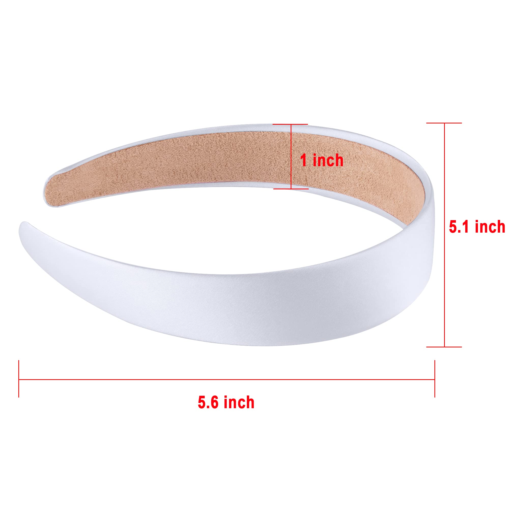 SIQUK 36 Pieces Satin Headbands White 1 Inch Wide Non-slip Headband Satin Hard Headbands DIY White Headbands for Women