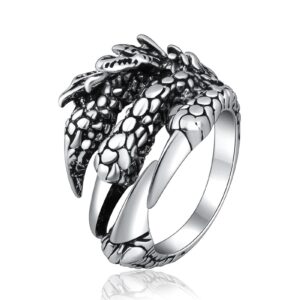 women's 925 sterling silver ring, vintage dragon claw animal ring, party ring 1