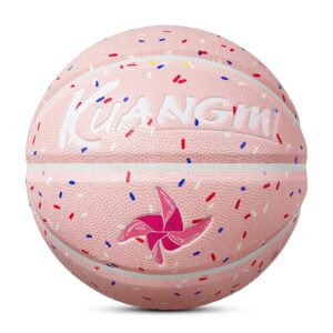 kuangmi macaron kids basketball size 5 for junior children boys girls indoor & outdoor,pink