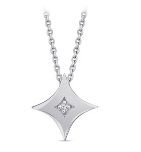 zen diamond star pendant necklace - 0.02 carat geniune diamond - anniversary, mother's day, birthday gifts for women - trendy 925k sterling silver necklace with jewelry box (17.7" chain)