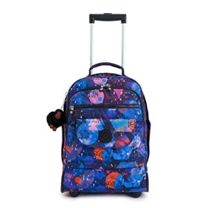 kipling women's sanaa large rolling backpack, adjustable padded straps, slide-up handle, crinkle nylon backpack